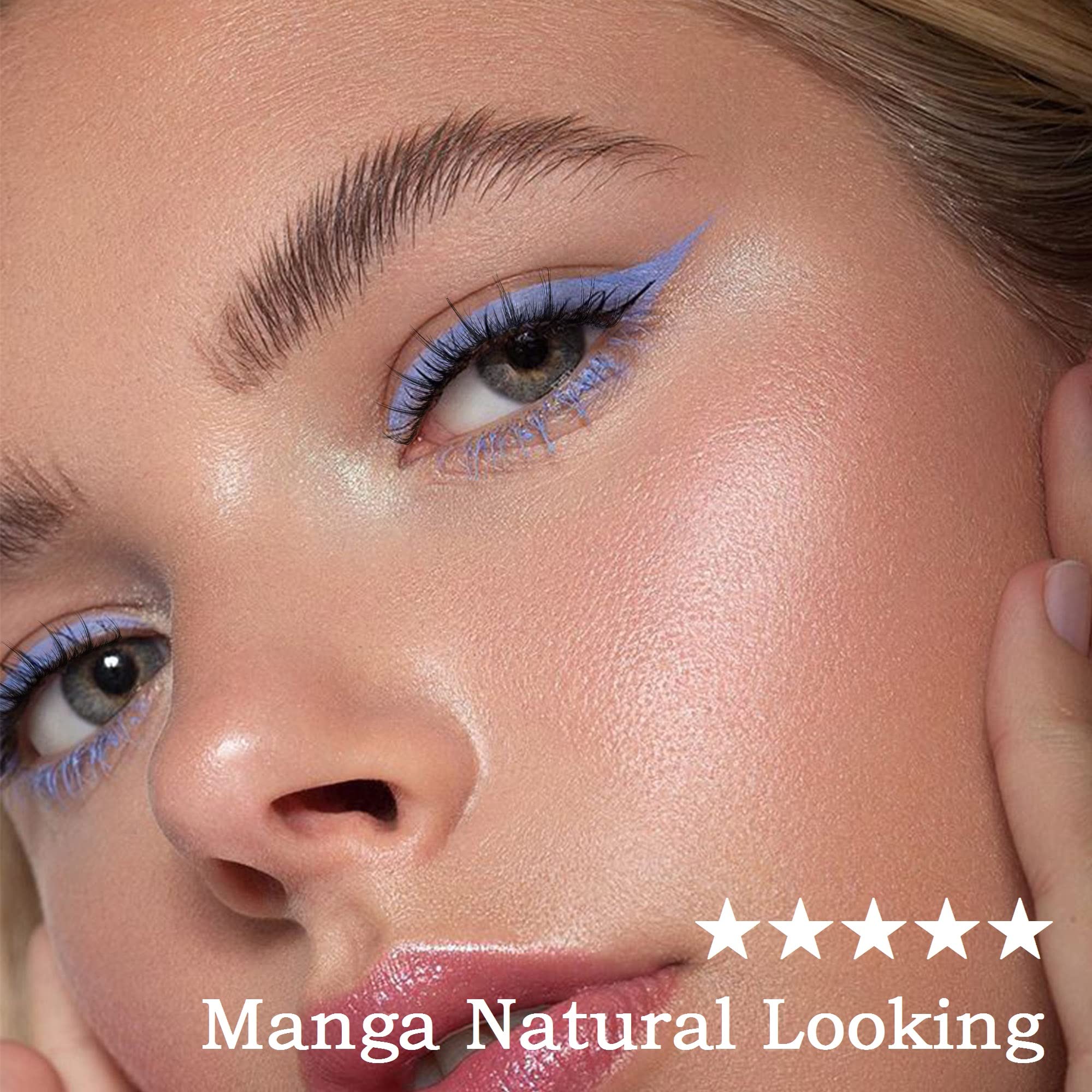 Japanese Lashes Manga False Eyelashes Asian Natural Wispy Mink Eyelashes Clear Band 3D Fake Eye Lashes Pack (6DH6)