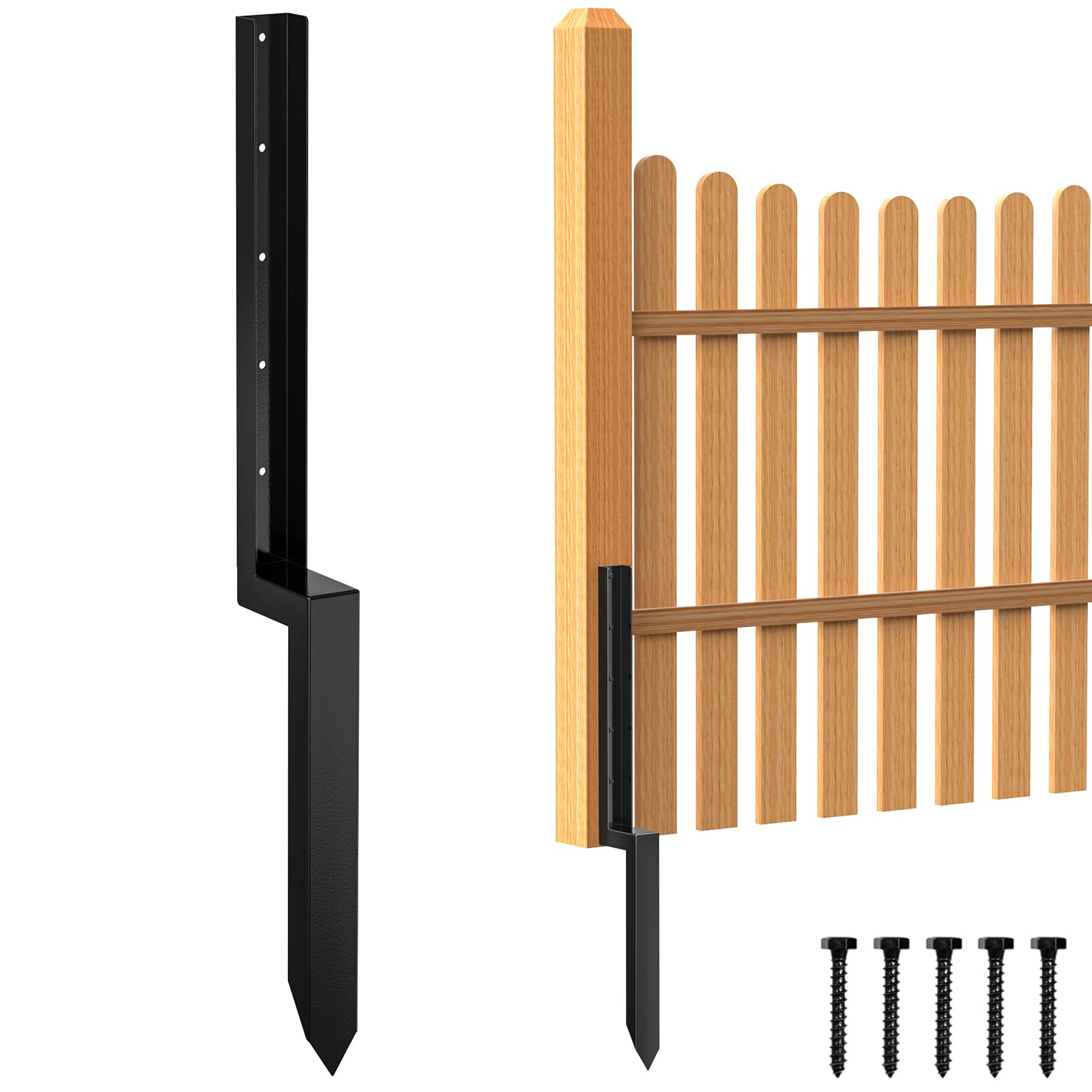 Fence Post Repair Stakes, Heavy Duty Steel Fence Post Anchor Ground Spike, for Repair Broken Wood Fence Post(1 Pack - 34.8in)