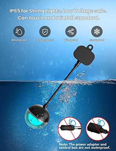 Lemon Summer String-Lights-55ft-RGBIC-Smart Multi-Color-Changing Waterproof-Outdoor-Dimmable-Remote - IP65 Shatterproof Patio Lights, 15 LED Bulbs with 213 Scene Modes, App Control, Connectable
