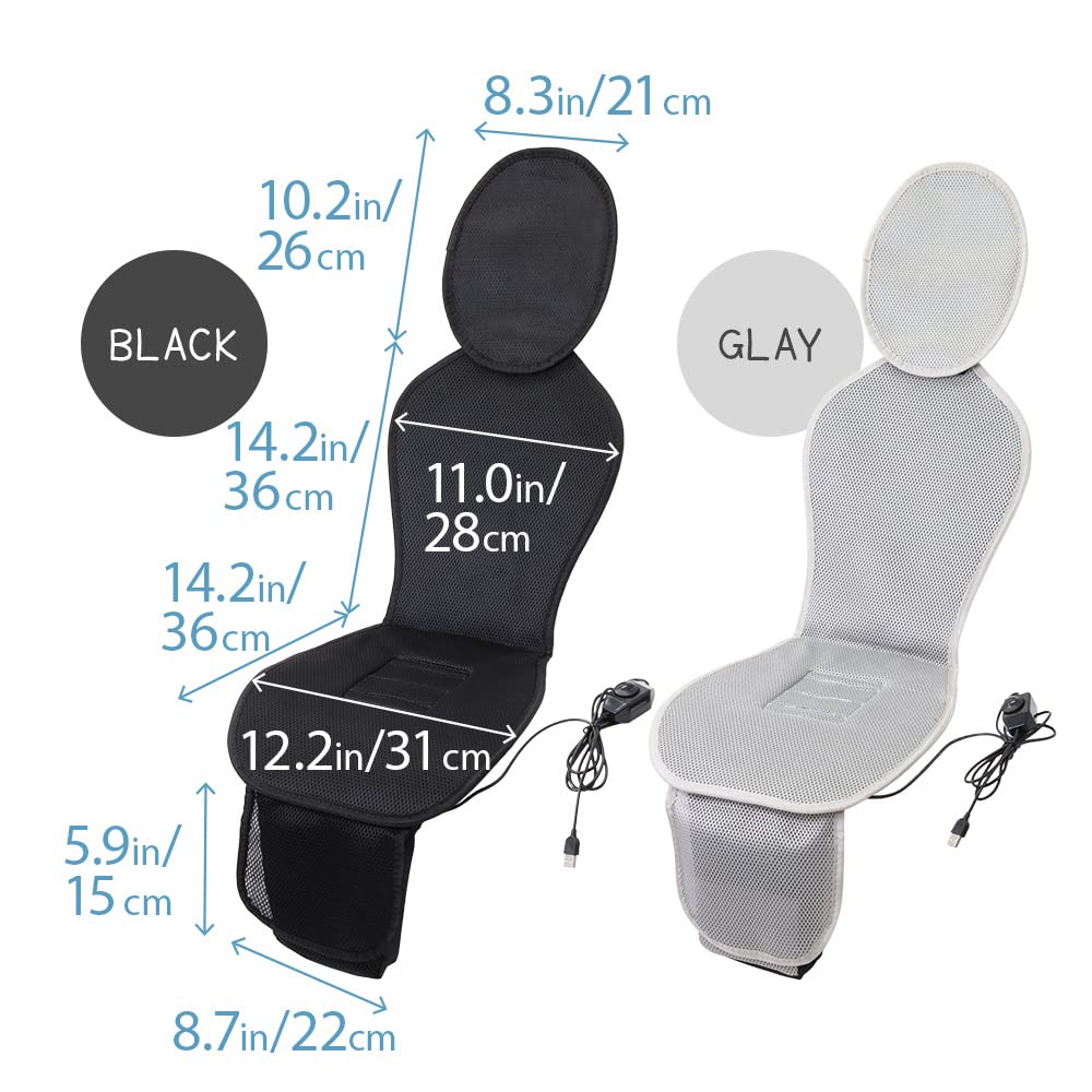 Japard Car Seat Cooling Pad Air Circulation for Baby Toddler Infant Kids Children, Stroller Liner Cool USB Powered, Waterproof/Comfortable/Adjustable Fan Speed – Black