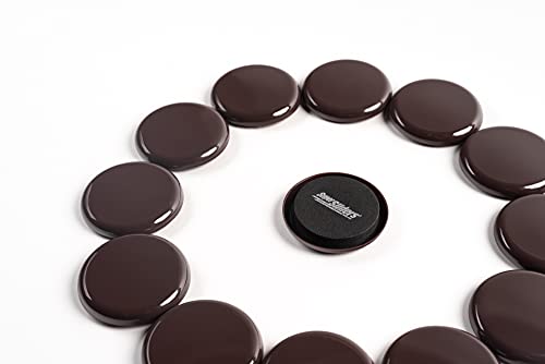 Super Sliders 2 1/2" Round Reusable Furniture Sliders for Carpet - Effortless Moving and Surface Protection, Brown (8 Pack)