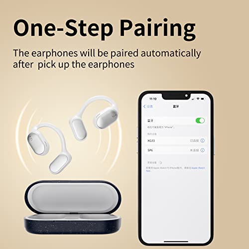 Open Ear Headphones Wireless Bluetooth Earbuds, Air Conduction Earbuds with Built-in Mic,Up to 30 Hours Playtime with Digital Display Charging Case,Waterproof Earphones for Android & iPhone - Blue