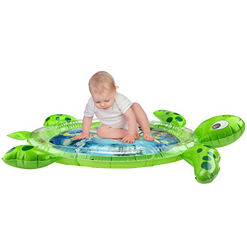 gebra Inflatable Tummy Time Water Mat Sea Turtle Shape Play Mat for Baby Boy Girl 0 3 6 9 Month