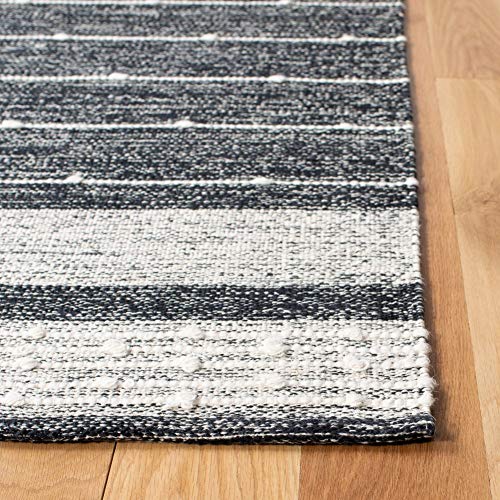 SAFAVIEH Striped Kilim Collection 6' x 9' Black/Ivory STK509Z Handmade Flatweave Cotton Area Rug