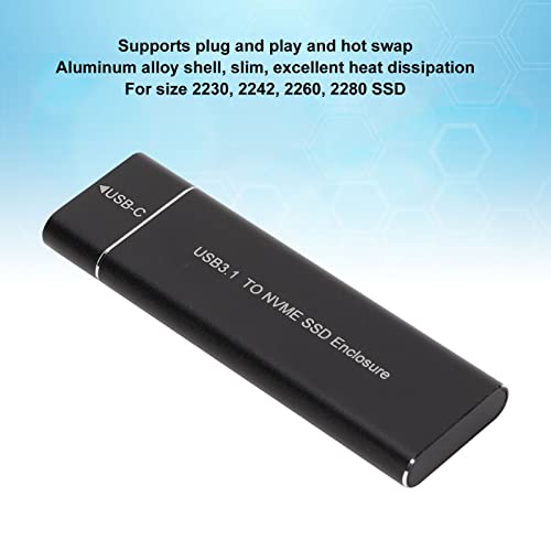 M.2 NVMe SSD Enclosure Adapter, Type C Interface SSD Enclosure Adapter Fast Transfer Excellent Heat Dissipation for PC