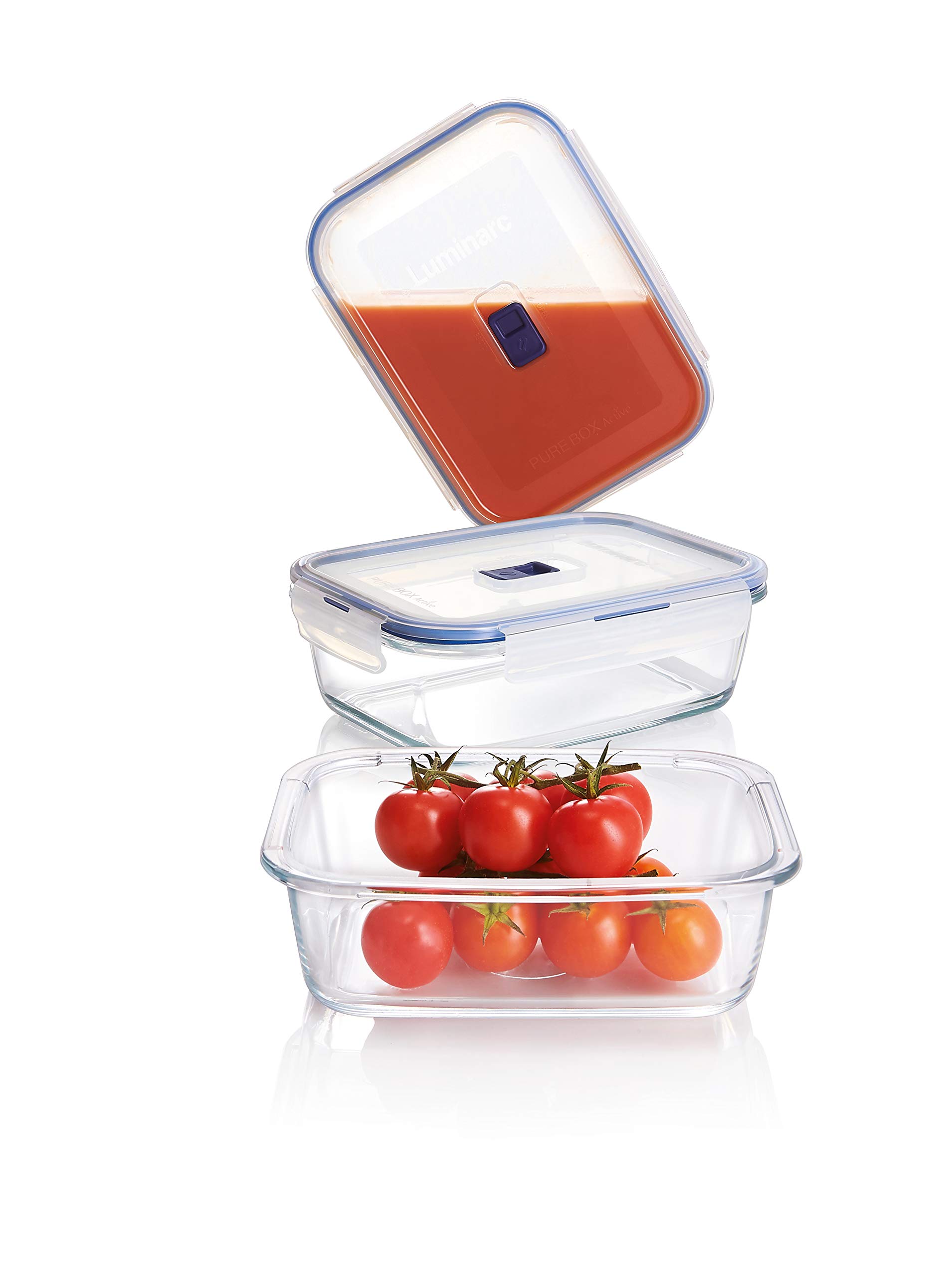 Luminarc Pure Box Active Food Rectangle 5.1 Cup, Storage Container Set, 6 Piece, Clear