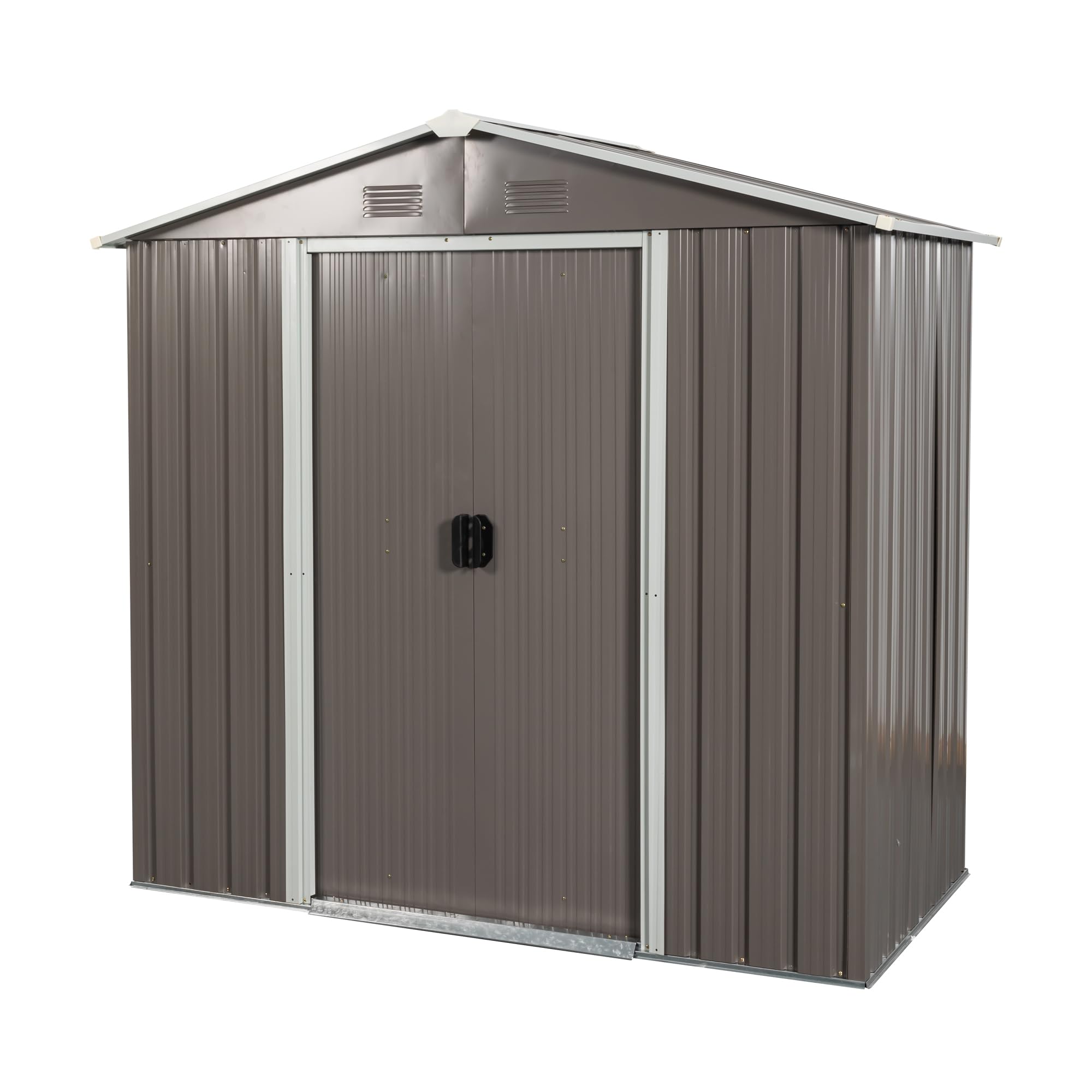 LKJYBG Outdoor Storage Shed with Anchors Hooks Padlock Gloves Weatherproof Aluminum Frames (8ft x 4ft) Outdoor Storage House Grey
