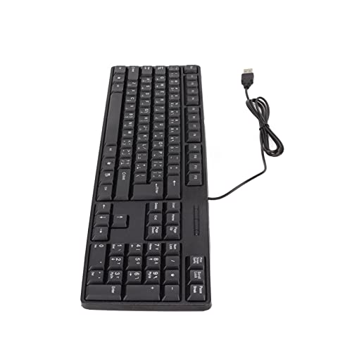 Gaming Keyboard, ABS Material 104 Keys USB Interface Wired Design Black Color Office Keyboard for Laptop