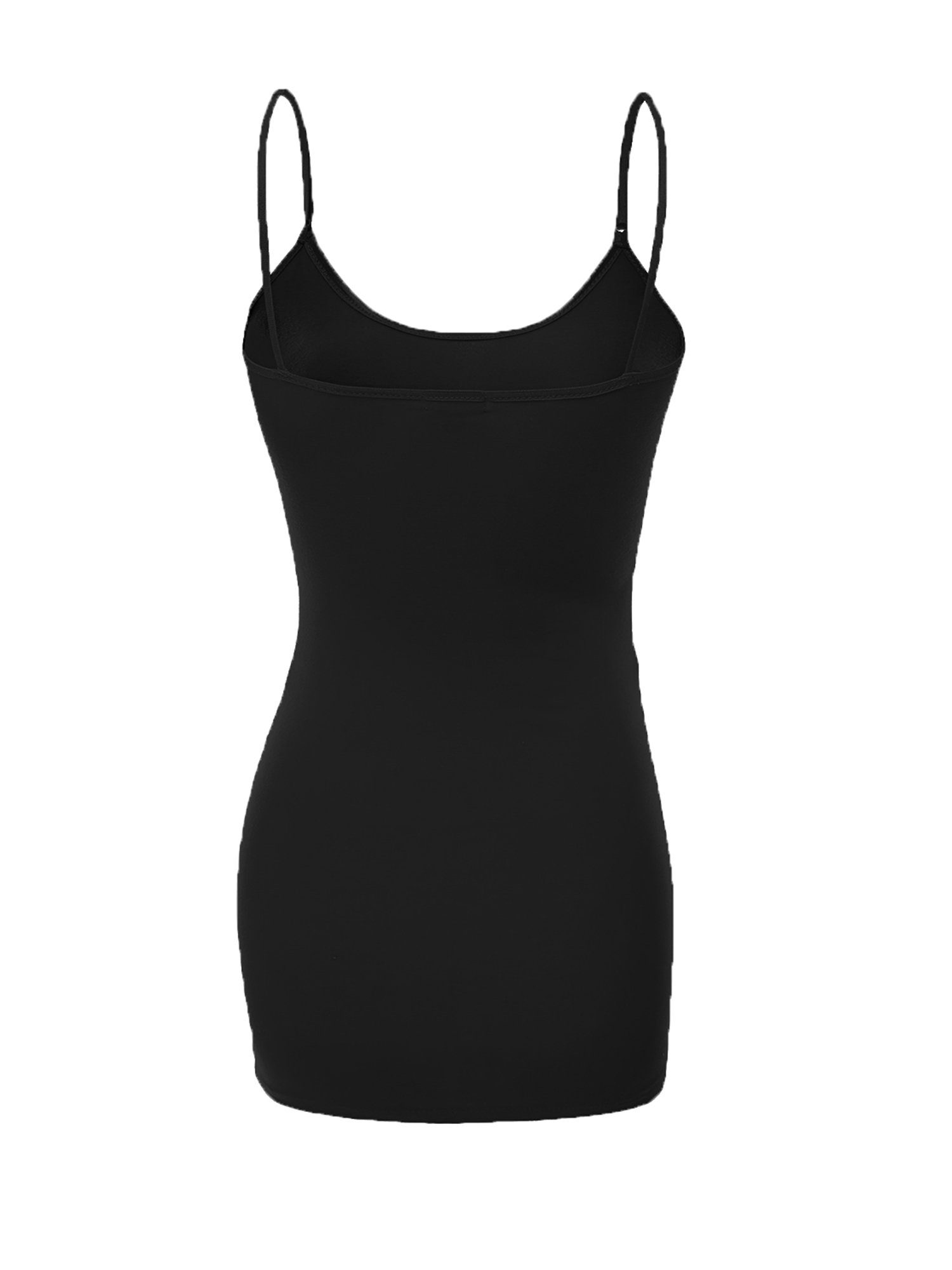 Emmalise Clothing Women's Basic Casual Plain Long Camisole Cami Top Tank, Black, X-Large