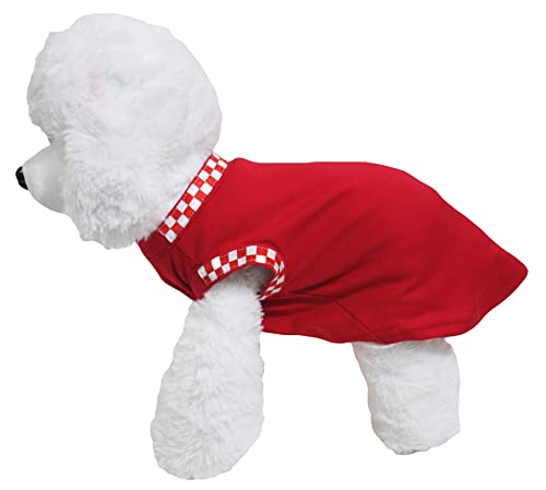 Petitebella Plain Checkered Hemmed Puppy Dog Shirt (Red, Medium)