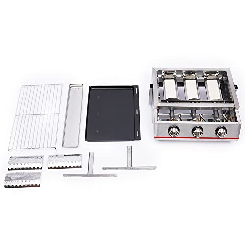 Portable Gas Grill, 2/3-Burner LPG Gas BBQ Grills Tabletop Smokeless Outdoor Barbecue Cooker, 2800Pa Propane Burners - Adjustable Height|2/30,000 BTU (3 Burner)