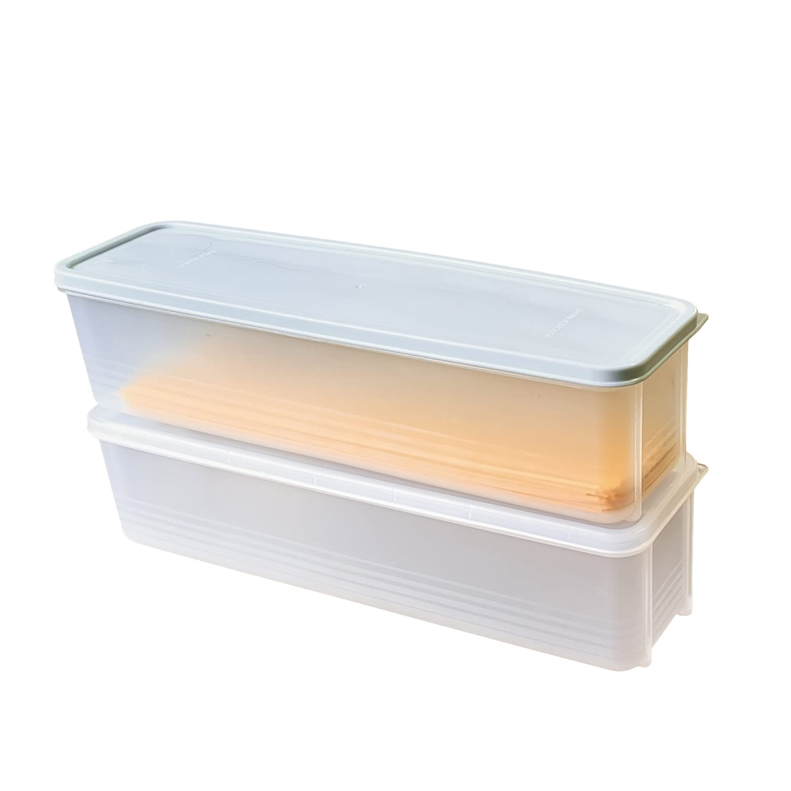 HYMAOME 2Pcs Spaghetti Container Pantry Storage Dispenser Clear Pasta Box Horizontal Food Storage Long Stackable Containers for Long Pasta, Noodles, Pantry Snacks