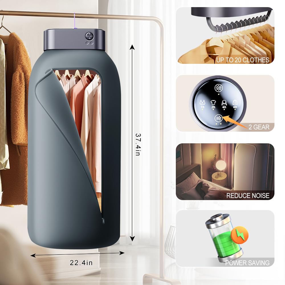 Mishcdea Portable Clothes Dryer Mini Clothes Dryer Save Space Folding Compact Dryer Machine With Dry Bag For Laundry Electric Portable Dryer For Camping ，Business Trip， Travel ，Home And Apartment