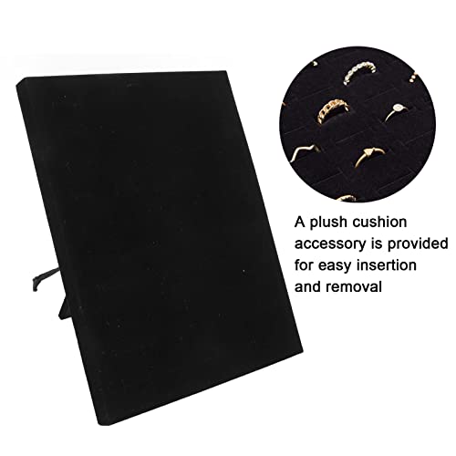 dykaae Velvet Ring Display Holder, 50 Slots Soft Easy to Take Jewelry Organizer Earrings Tray for Home Show Black