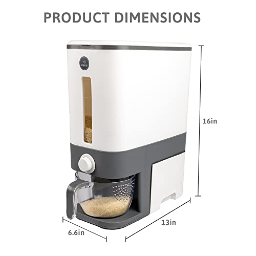 KITCHEN FAST–22LBS Rice Dispenser–Food Dispenser-Attachable Cutlery Holder and Salt/Spice Container–Large Grain Storage with Lid–Extra Storage Box-Moisture Proof-Optimizes Kitchen Space–Rice Storage