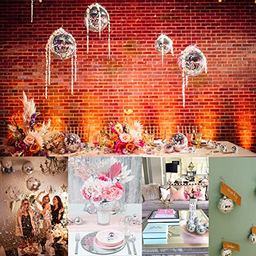 Newmemo 11pcs Disco Ball Cake Decoration Mirror Cake Topper 70's Disco Disco Ball Table Decorations Disco Ball Centerpiece Decor Dance Birthday 70s Theme Party