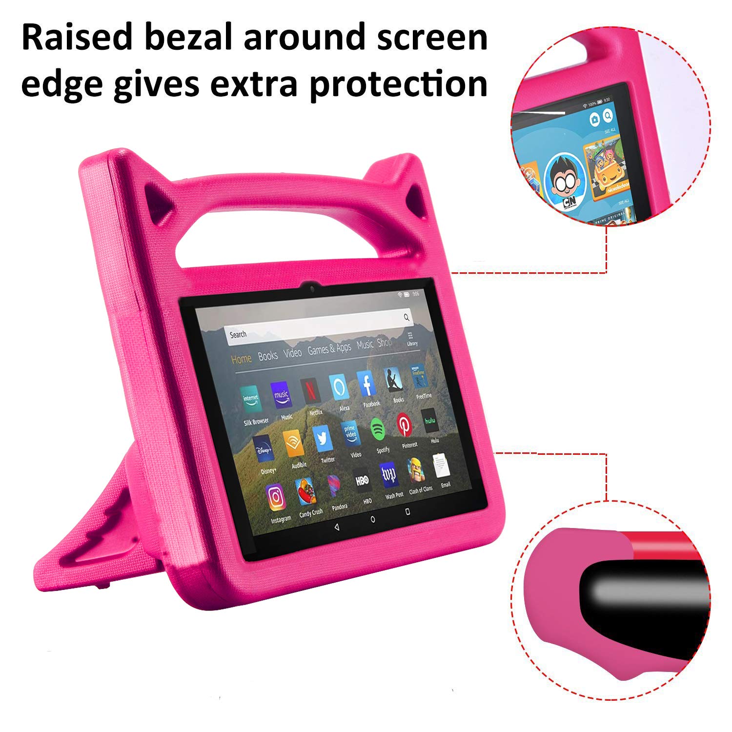 Fire HD 8 Case, Fire HD 8 Tablet Case for Kids,(12th/10th Gen,2022/2020 Release),Lightweight Shockproof Kid-Proof Cover with Stand Kids Case for Fire HD 8 Plus Tablet & Fire HD 8 Kids Pro Tablet.Rose