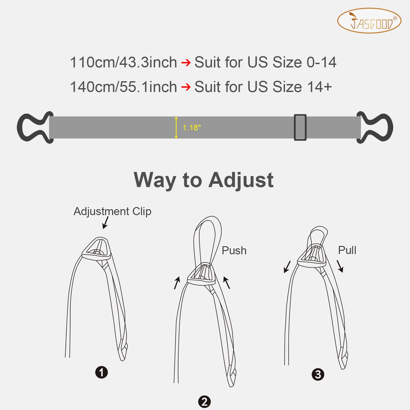 JASGOOD Womens Invisible Belt Comfortable Elastic Adjustable No Show Web Belt Stretchy Belt, J-White,Suit for US Size 0-14
