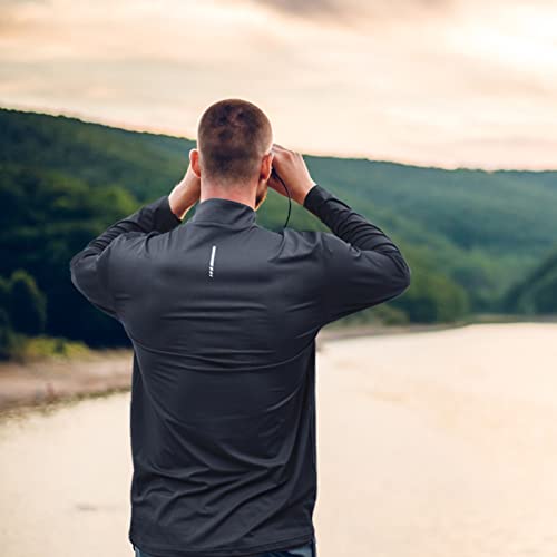 FRTCV Mens Shirts Quarter Zip – Long Sleeve Workout T Shirts Athletic Golf Tshirt Quick Dry Running Top T-shirts Black, Size M