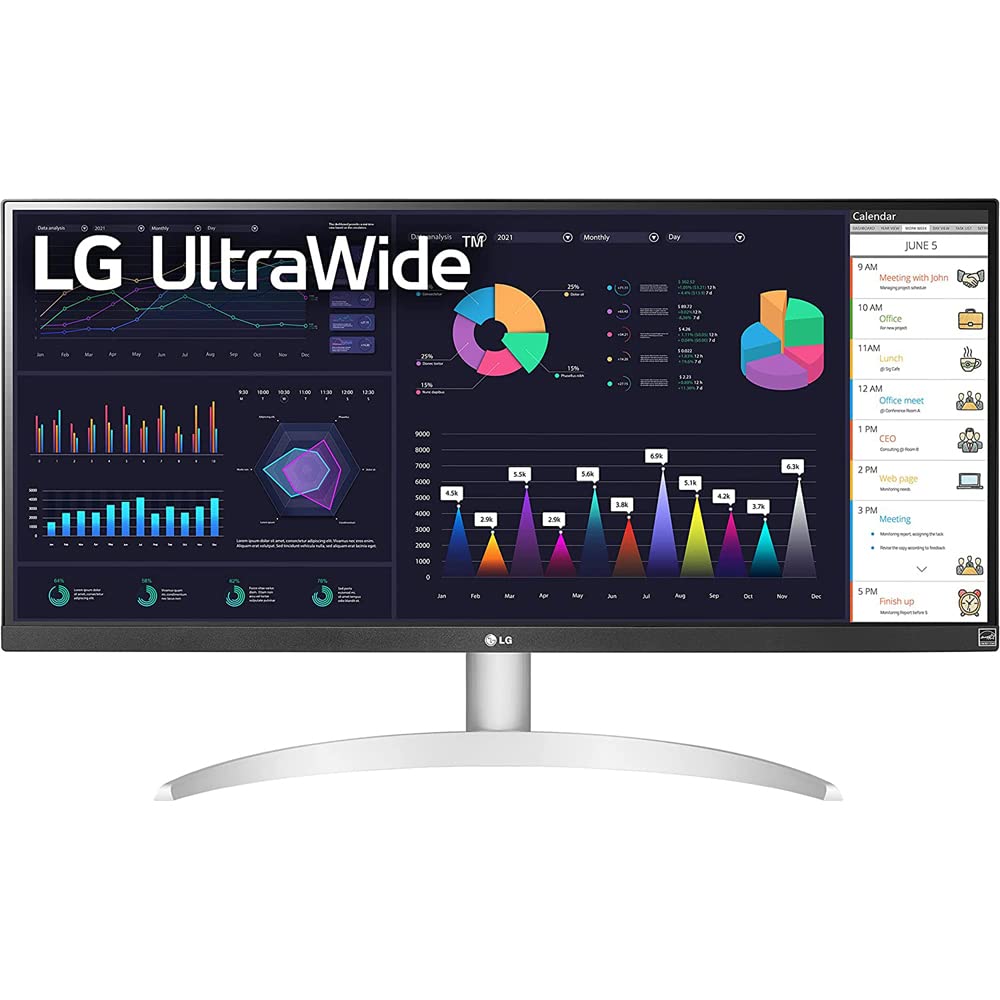 LG 29WQ600-W UltraWide FHD 29 inch Computer Monitor with HDR10 and AMD FreeSync Bundle with Deco Gear HDMI Cable 2 Pack + Gamer Surface Mousepad + Screen Cloth