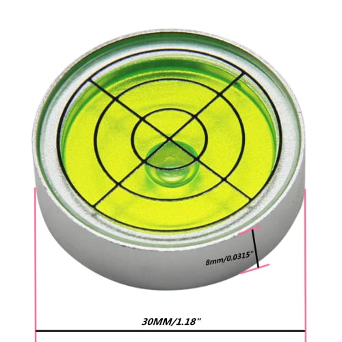 Levels Bubble Mini Tool Aluminum Small Bullseye Level Round Spirit Bubble Level for Precise Leveling in Any Position 30mm(silver)