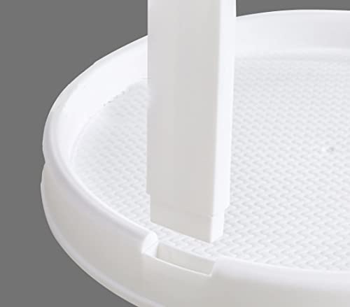 Fineget Large Rotating Lazy Susan Spice Rack Organizer 2 Tiers Countertop Shelf Turntable Spinning Storage Cabinet Plastic Shelves for Kitchen Bathroom White