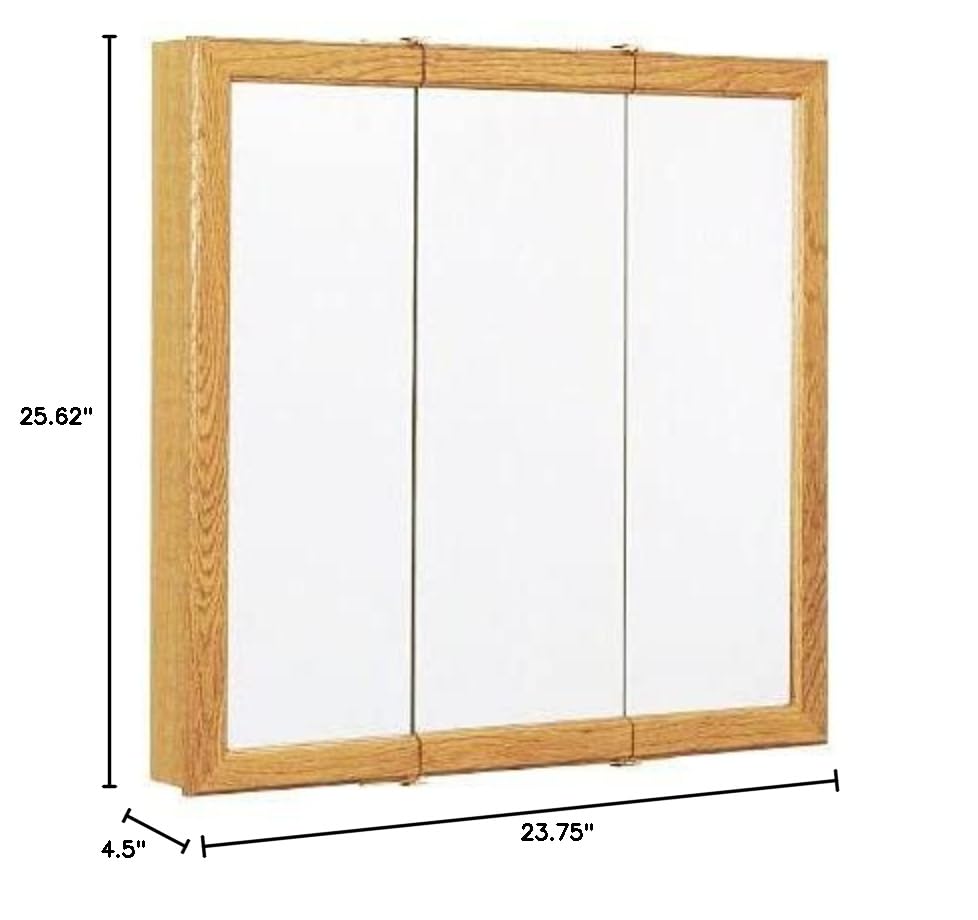 Zenith Products K24 23.75 W x 25.63 H x 4.5 D in. Oak Frame Triview Medicine Cabinet