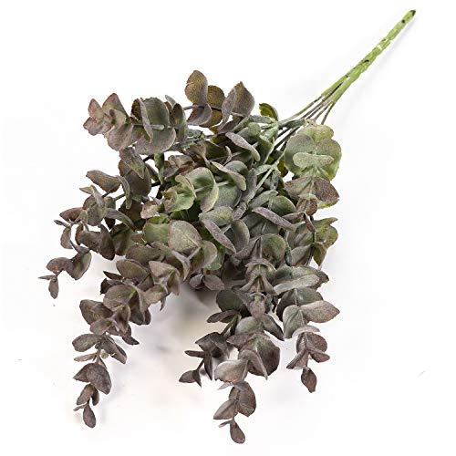 Flojery 4Pcs Artificial Eucalyptus Plant Fake Silver Dollar Eucalyptus Branches Greenery Wedding Jungle Theme Party Home Decor (Winter Green)