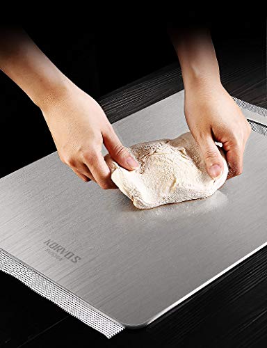 KORVOS 304 Food-Grade Stainless Steel Cutting Boards for Kitchen, Butcher Block Board for Meat, Cheese, Vegetable, Heavy Duty Chopping Board, Easy to Clean