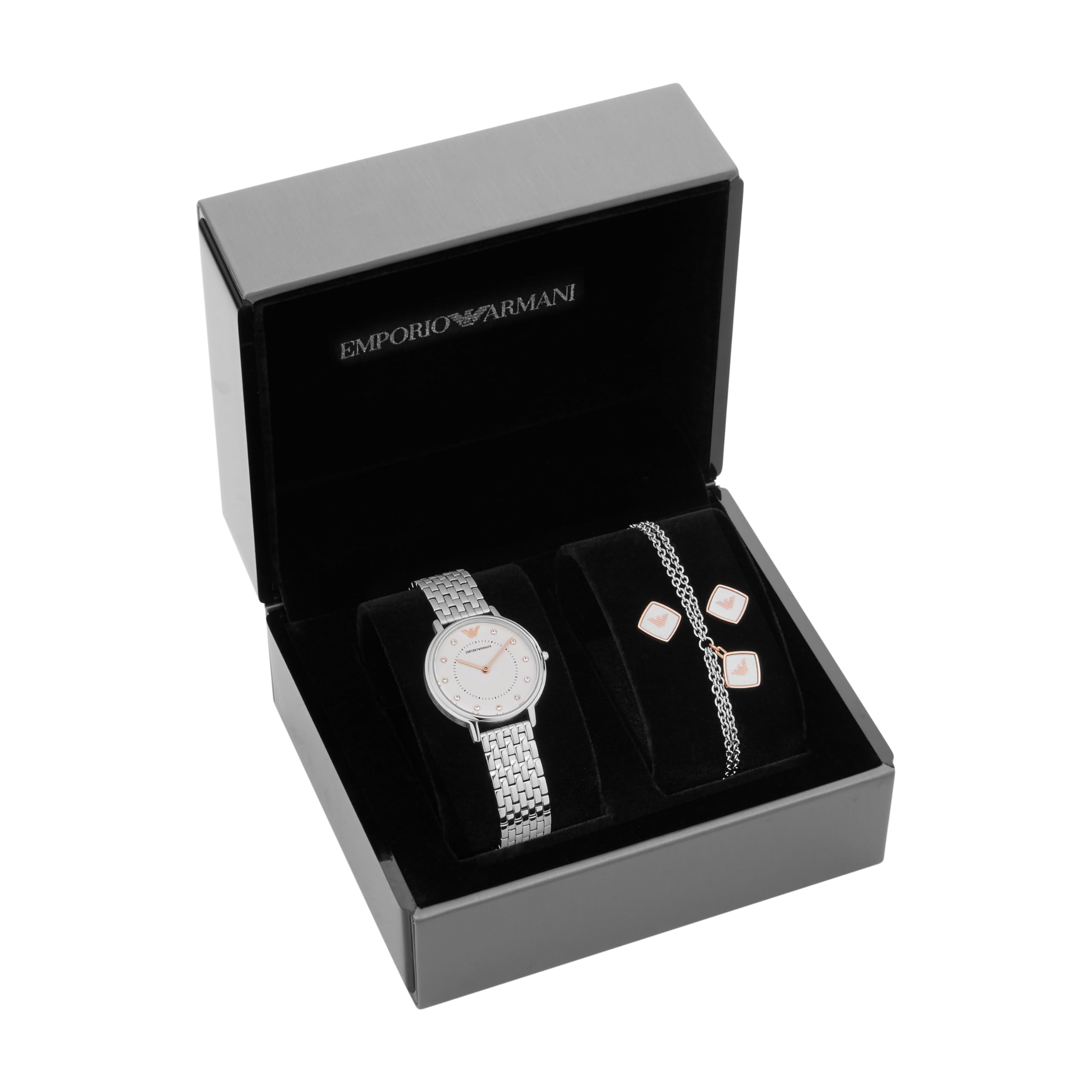 Emporio Armani Women's Silver Stainless Steel Bracelet Watch and Jewelry Gift Set (Model: AR80023)