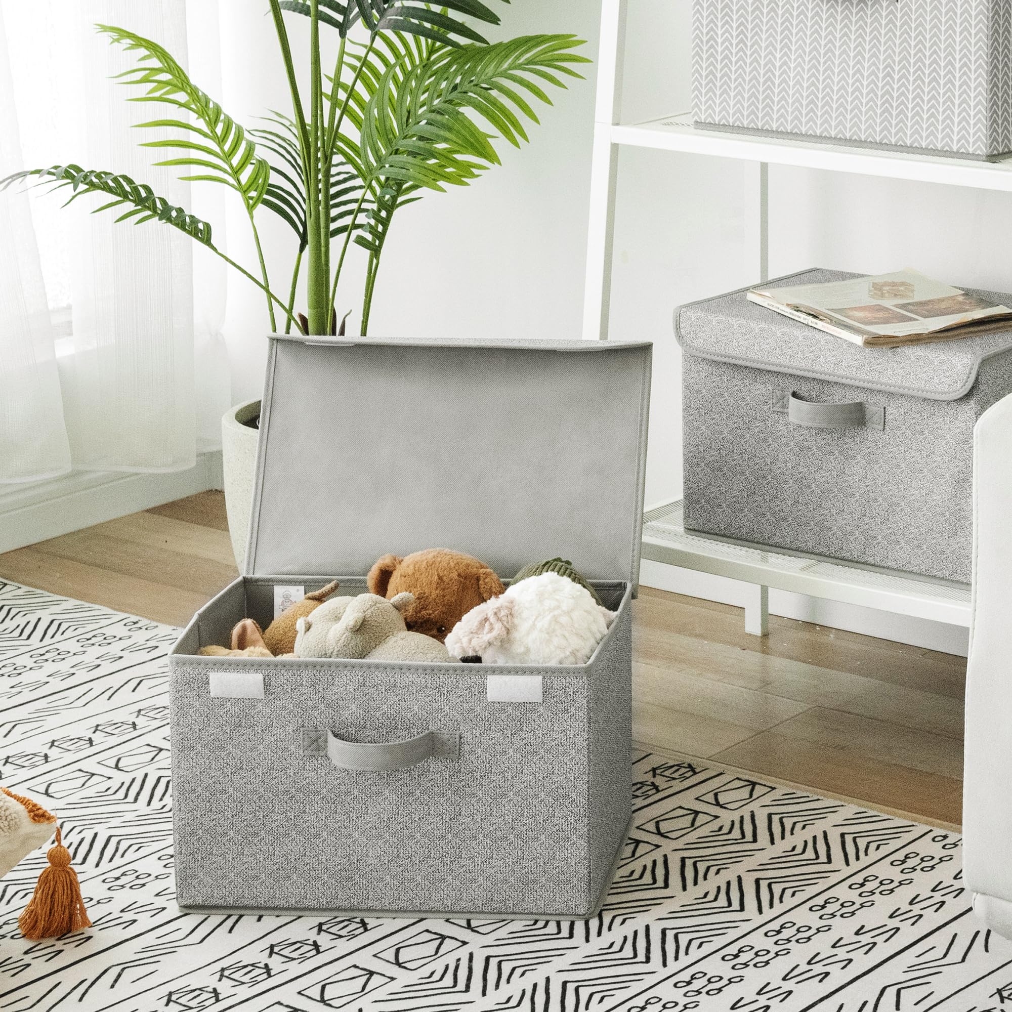 GRANNY SAYS Bundle of 2-Pack Clothing Storage Bins with Lids & 1-Pack Hanging Storage Shelves for Organizing
