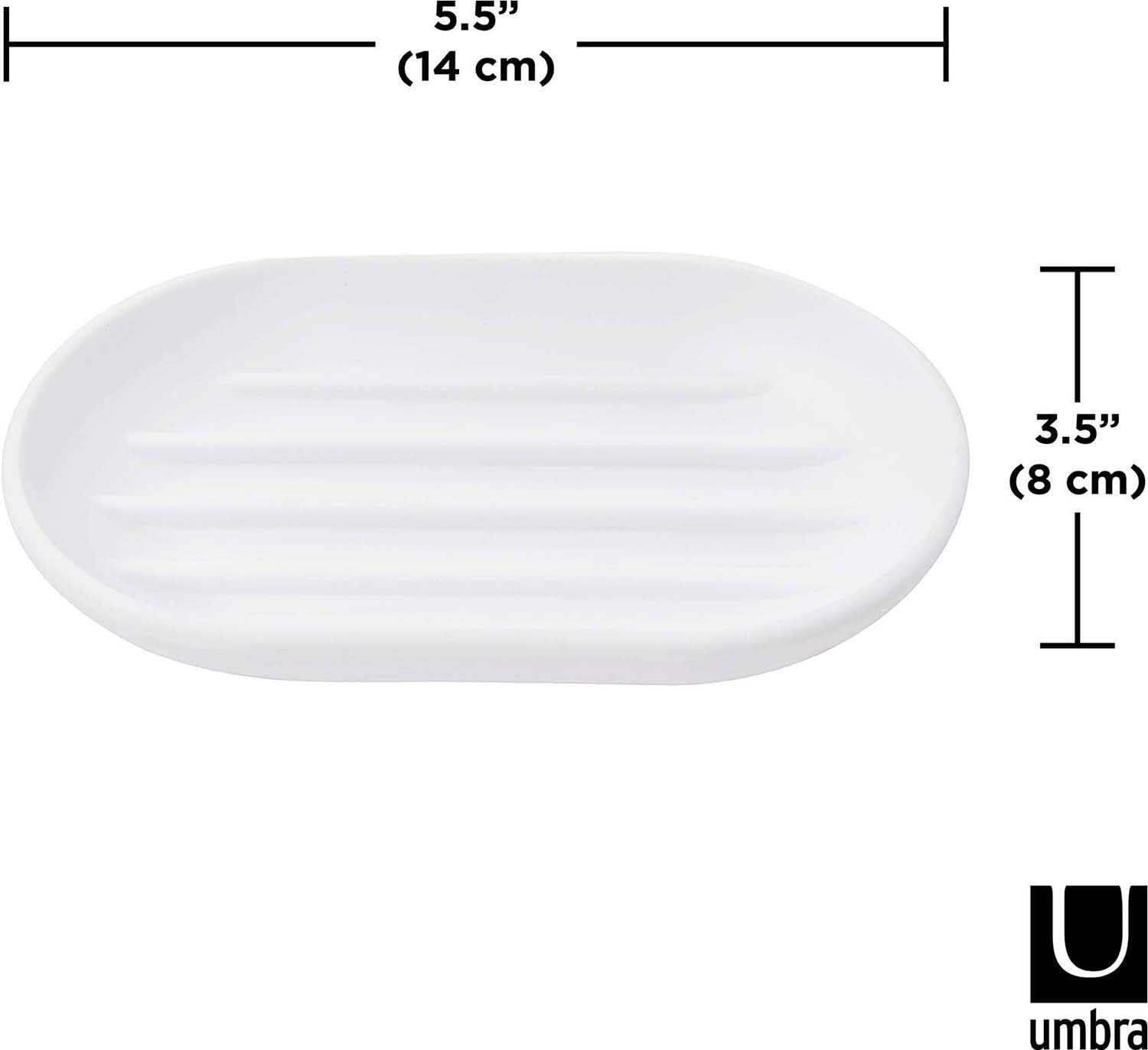 Umbra Touch Dish for Bathroom-Contemporary, Practical Molded Oval Soap Bar Holder for Bath Sink-Nicely Fits Into Amenity Tray-Easy to Clean, Highly Durable, 13 x 9 x 2 cm, White