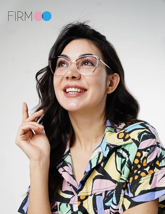 Firmoo Cat Eye Blue Light Blocking Glasses Women, Anti Eye Strain Anti Glare, Vintage Inspired Clear Computer Glasses, Chic Cateye Frame Eyeglasses