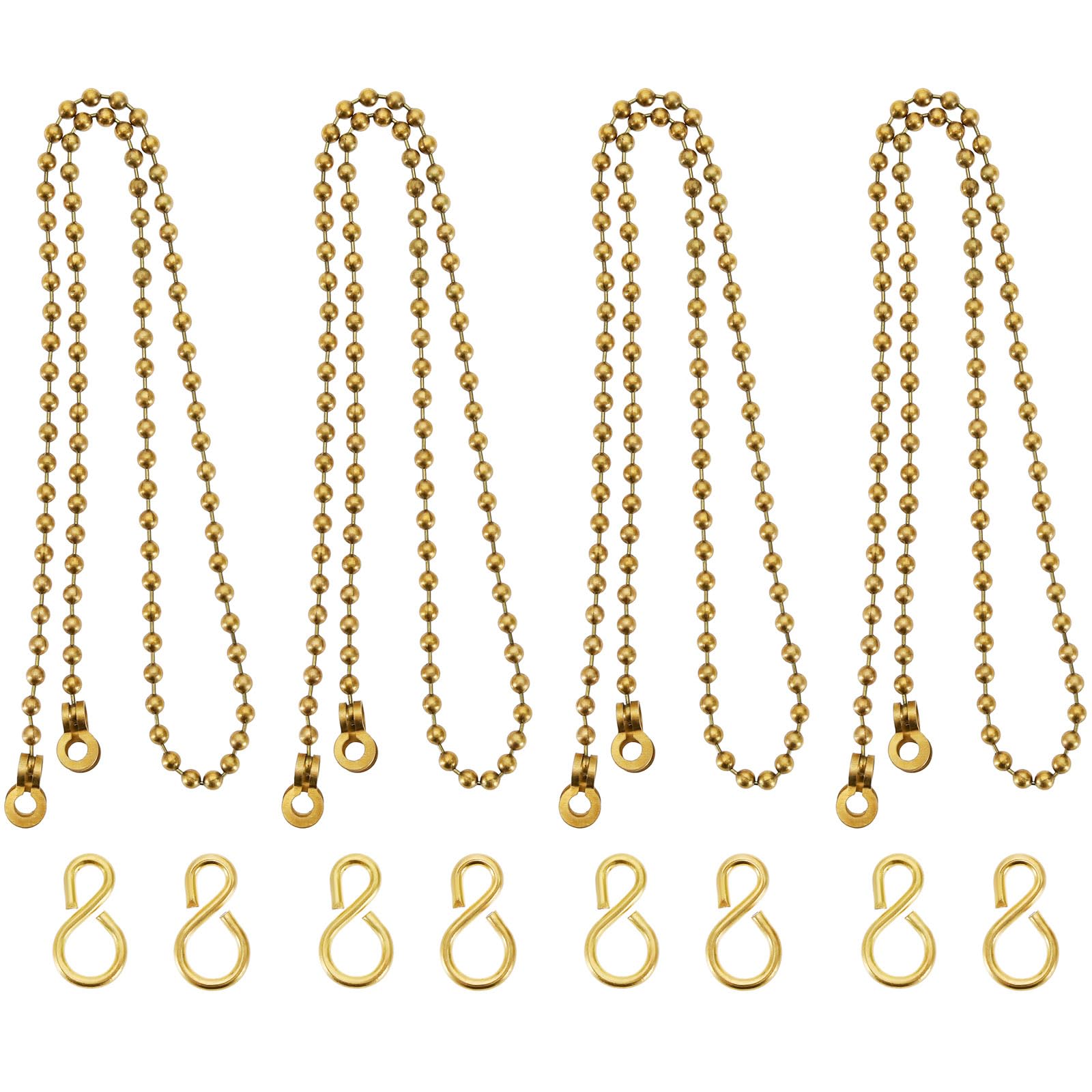 LT Easiyl 4pcs Ball Type Basin Chain Bathtub Chain Brass Bathtub Pull Cord Chain Bathtub Stopper Chain Sink Plug Chain S Shaped Hook Bead Chain Long Lanyard Bead Chain