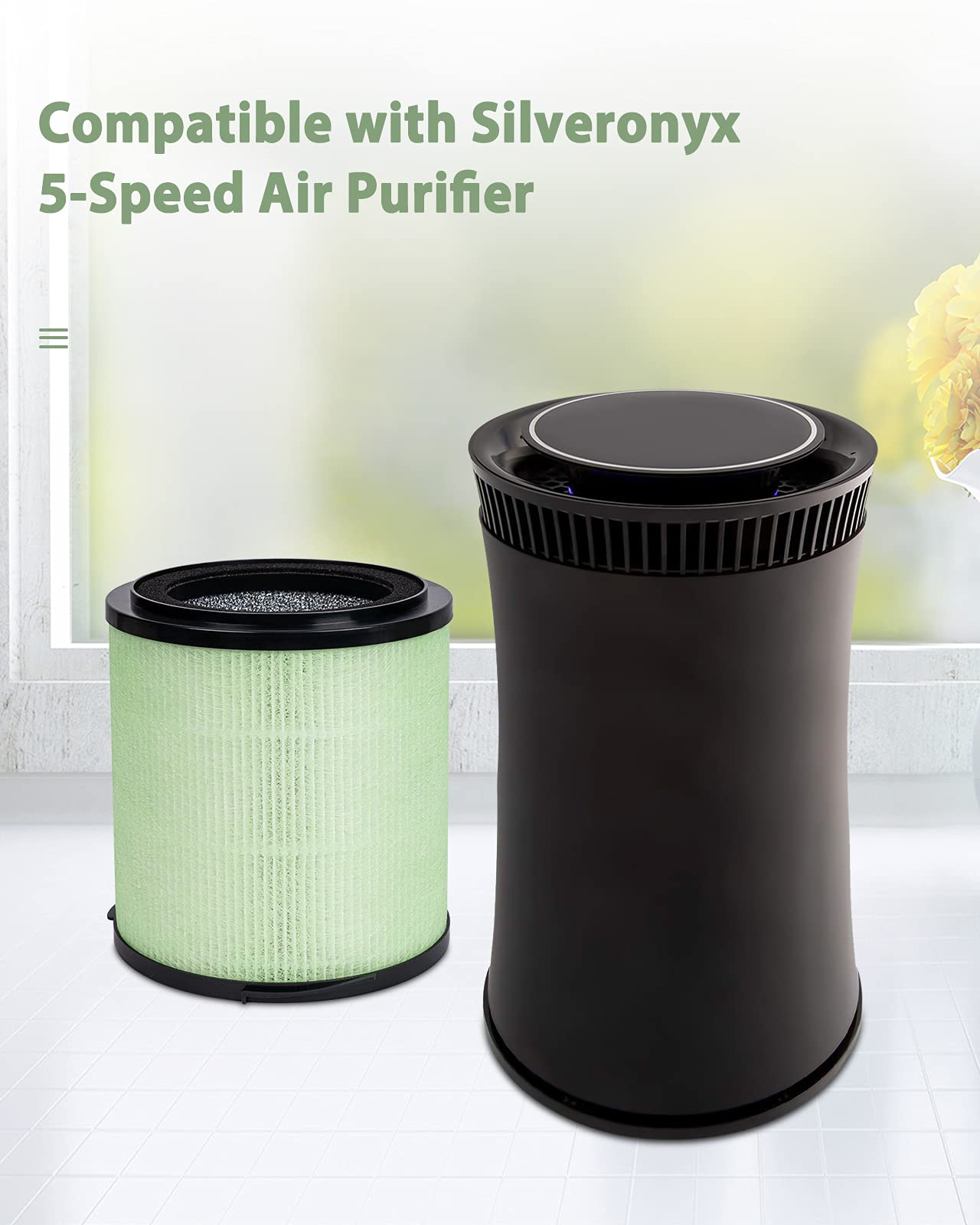 Future Way Upgraded Filter Replacement Compatible with Air Purifier 5-Speed for Large Room 500 sq ft, Better Dander and Pet Odor Control, 2-Pack