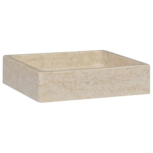 Sink Cream 15.7"x15.7"x3.9" Marble,Modern Marble Sink EyeCatching Basin for Bathroom and Washroom Bath Fixtures,Bathroom Sinks