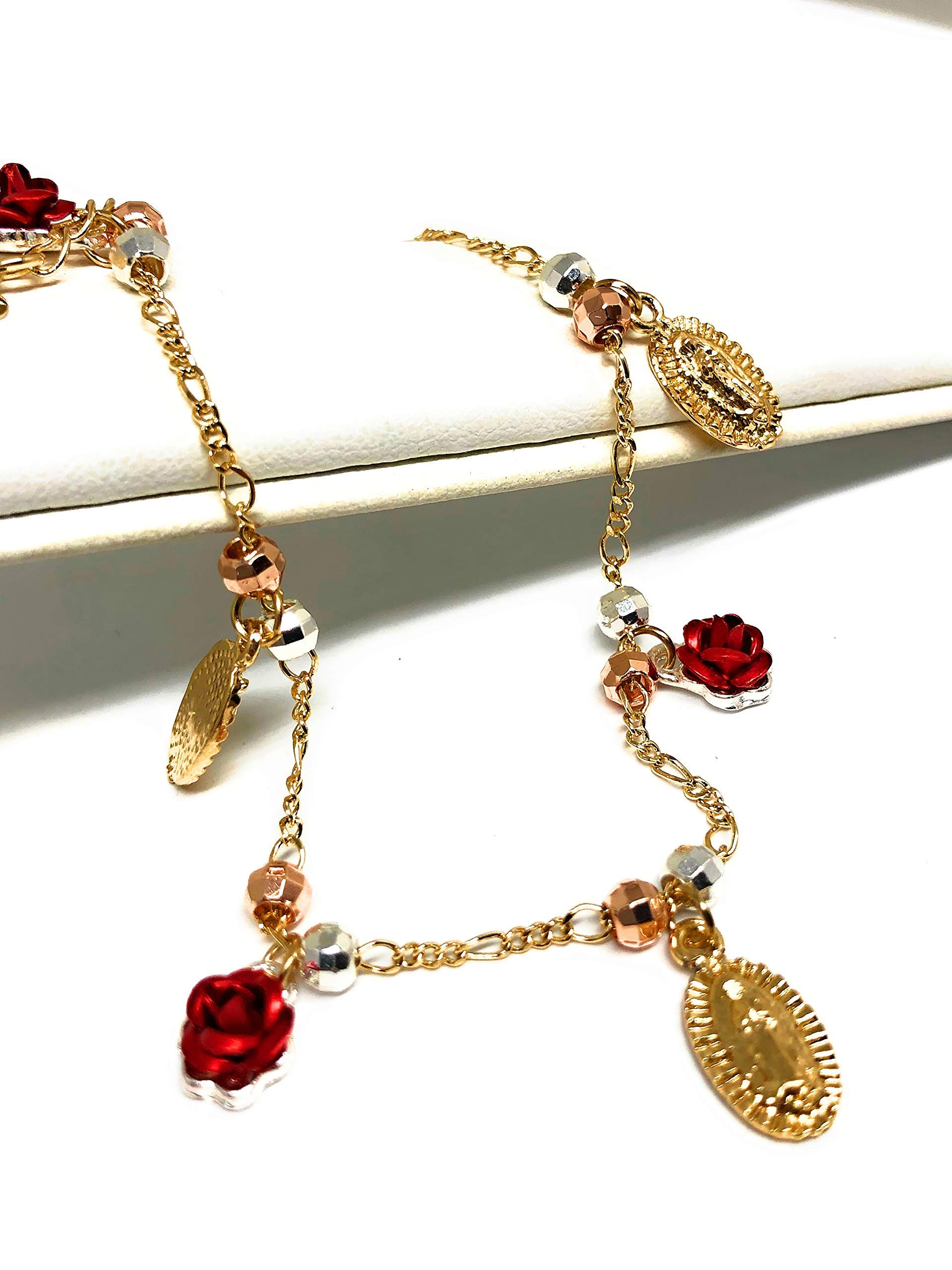 Fran & Co. Virgin Mary Rose Bracelet Virgen De Guadalupe Pulsera Rosa Oro Laminado 8โ