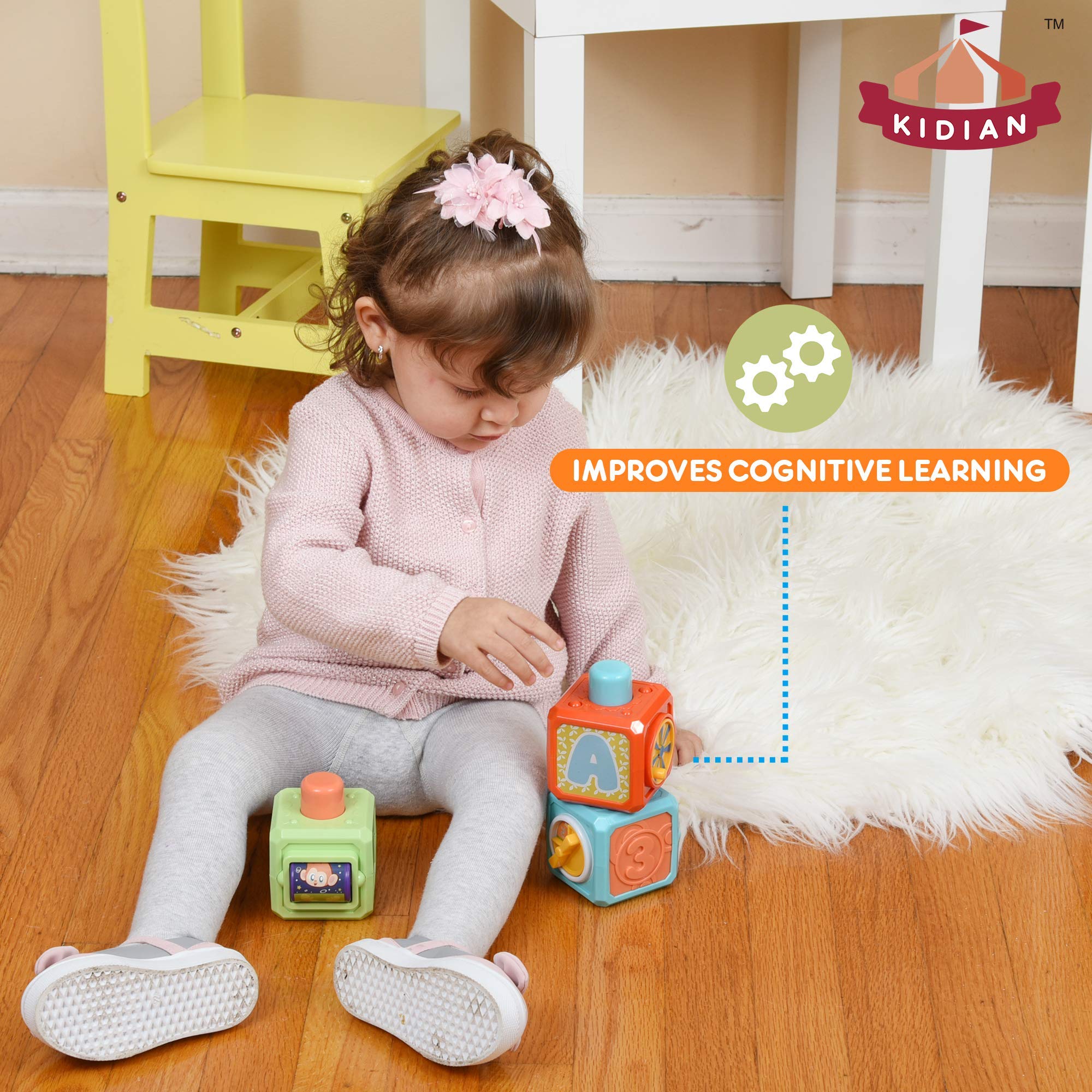 Flybar Kidian Stacking Toys β Stack & Learn Cubes, Stacking Blocks for Toddlers, Musical Stacking Toy, Early Learning Stacking Cubes for Babies and Toddlers 1-3 Years