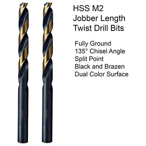 MAXTOOL Letter F 2pcs Identical Jobber Length Drills Dia 0.257" HSS M2 Twist Drill Bits Fully Ground Black-Bronze Straight Shank Drills; JBL02H10RFP2