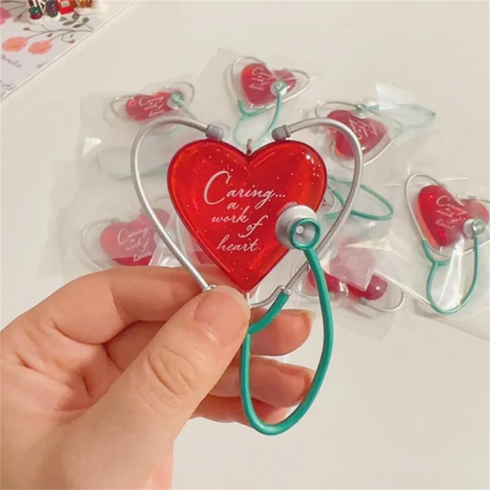 Luejnbogty 1PCS Heart Pendant Decoration, Heart Stethoscope Caring, Heart Stethoscope Decoration Love Christmas Pendant Gift Easy to Use