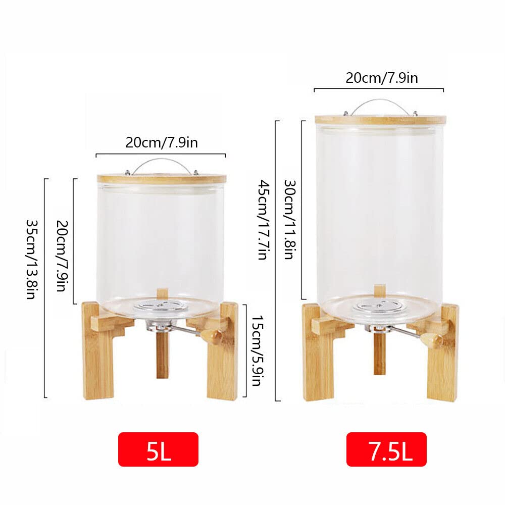 HAPPCUCOE 5L Grain Dispenser Multigrain Storage Jar Clear Glass Rice Flour Storage Sealed Jar Grain Storage Dry Food Beans Food Kitchen (5L)