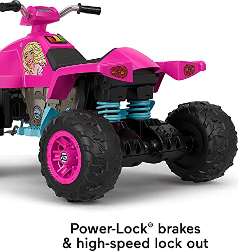 Power Wheels Power Wheels Barbie Pink Racing ATV, 12V battery-powered ride-on vehicle for preschool kids ages 3-7 years (Amazon Exclusive)
