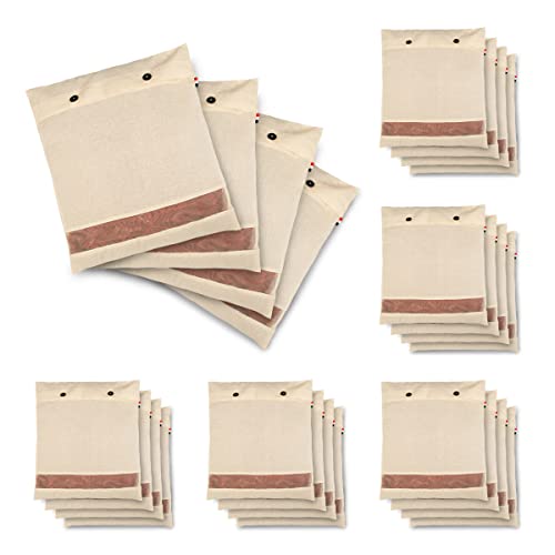 SOLSTICE Reusable Cotton Saree Covers (Set of 24) of 16 x 14 (inches) for Clothes Storage bag, Travelling, Wardrobe Organizer with Mesh/Window. (24)