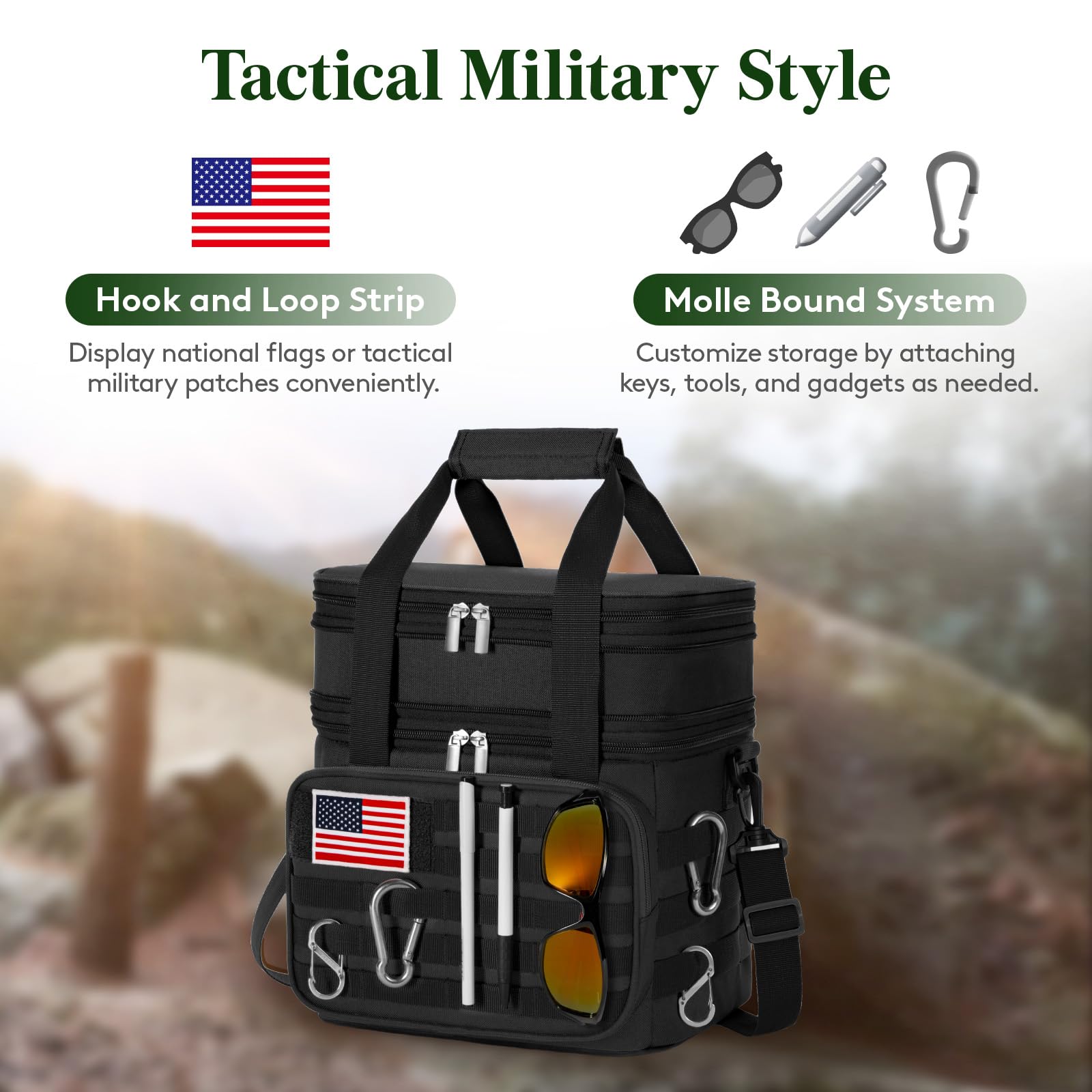 Lifewit Tactical Lunch Box for Men, Leakproof Insulated Large Lunch Cooler with MOLLE Webbing and Shoulder Straps, Heavy Duty Lunch Bag for Men Work Camping Picnic, 13L Black