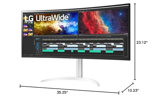 LG 38WP85C-W 38" Curved 21:9 UltraWide QHD 3840x1600 PC Monitor Bundle with 3 YR CPS Enhanced Protection Pack and Microsoft 365 Personal 15 Month Subscription