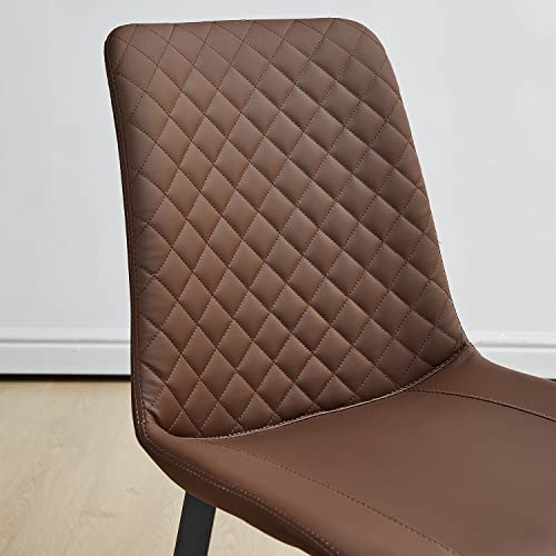 seonyou Brown Dining Chairs Set of 6 for Kitchen Dining Room, Upholstered Leather Mid Century Modern Dining Chair