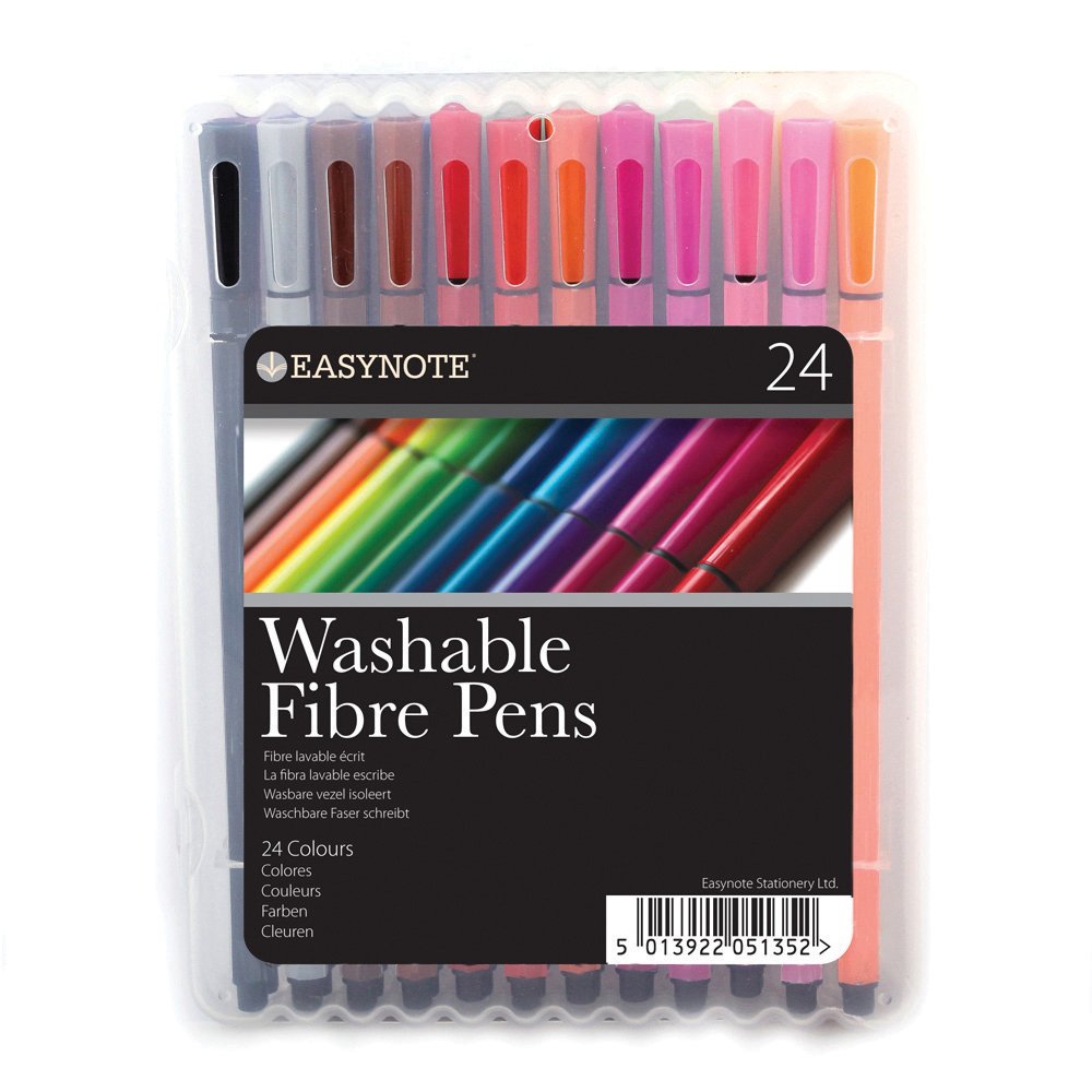 Easynote 24 washable fibre tipped colouring pens - set of 24 assorted colours