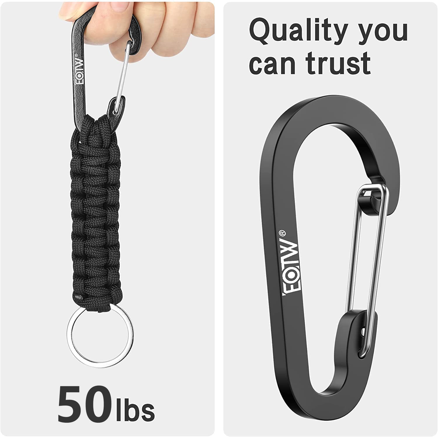 EOTW Carabiner Keychain,Paracord Keychain Small Aluminum Clip D Ring for Camping, Hiking, Fishing, Or As A Key Organizer