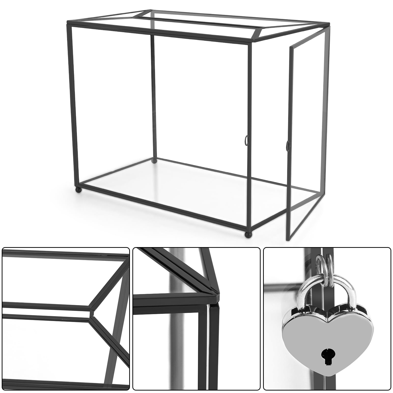 Lemicin Transparent Acrylic Wedding Card Box with Lock, Slot Envelope Holder for Wedding Reception Bridal Shower Birthday Baby Shower Election Votes Graduation Parties Honeymoon Fund Memory Box
