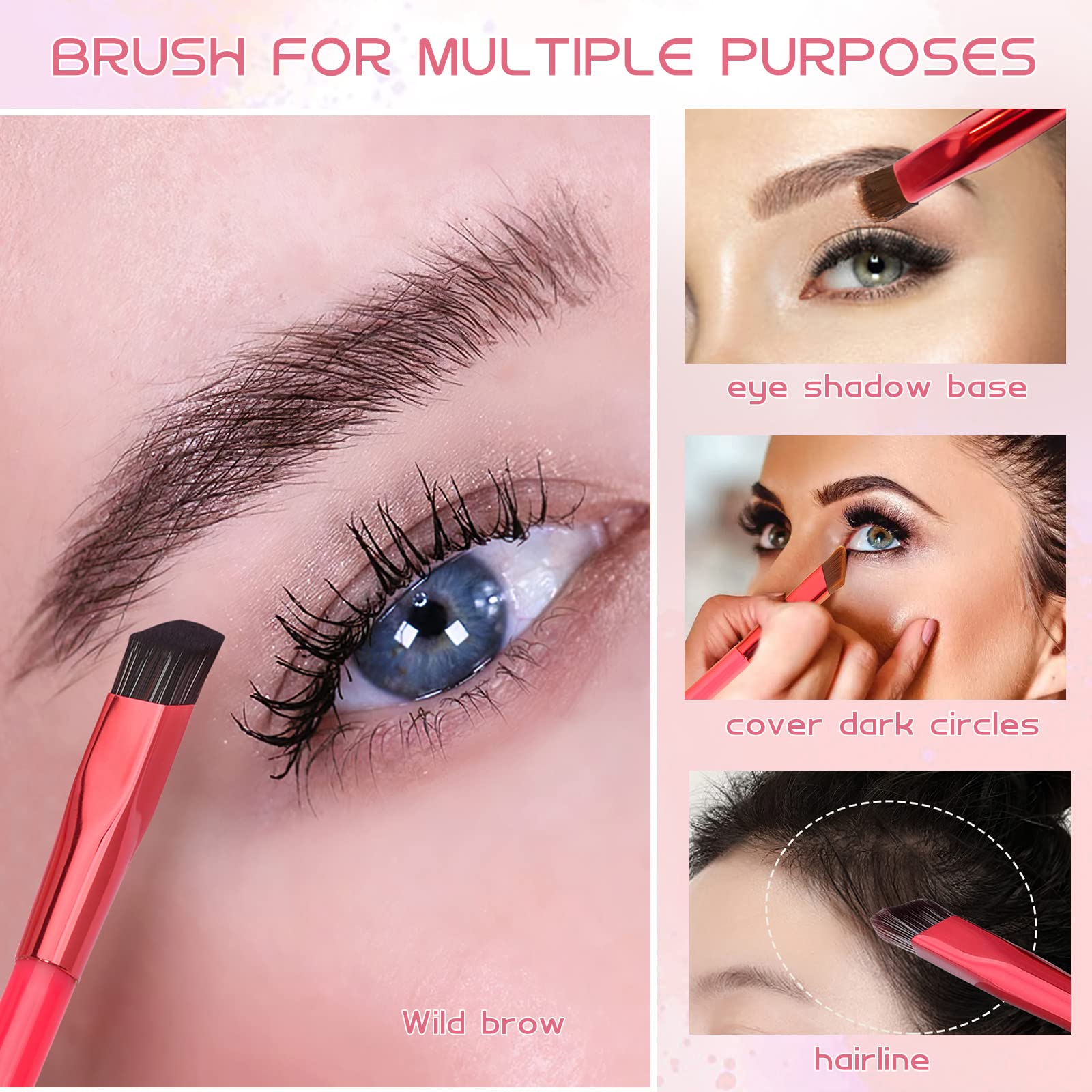 Multi Function Eyebrow Brush, Brow Brushes for Eyebrows Professional Makeup Eyebrow Brush, Square Concealer Brush Grooming Tool for Makeup Brush Hairline Brush(2 PCS)